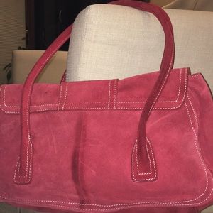 Via Spiga | Bags | Via Spiga Red Suede Purse | Poshmark